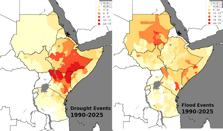 East Africa Disaster Events Frequency Maps | E4DRR